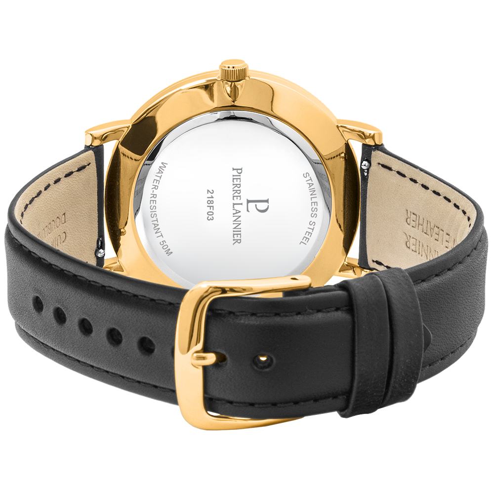 Men Watch ESSENTIAL Black Dial Black Leather Strap 218F033 | Pierre Lannier